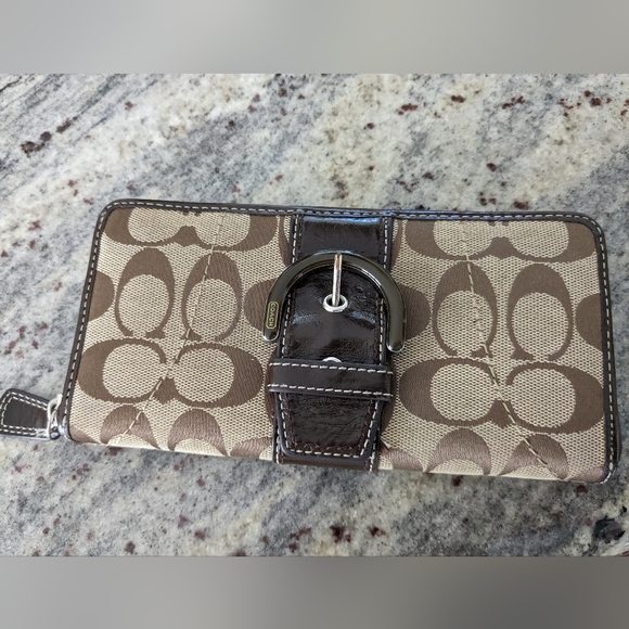 Coach | Bags | Coach Signature Brown Large Wallet | Poshmark